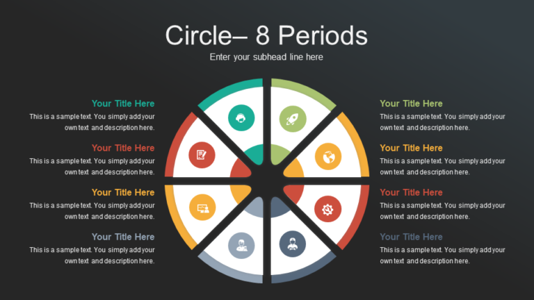 Dark Pie Chart 8 Periods | Free Presentation Slide Template