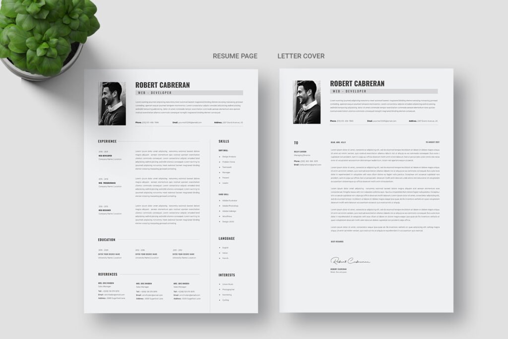 [Free] Professional CV Resume and Cover Letter Template